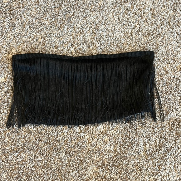 SHEIN | Tops | Black Fringe Tube Top Not Worn And New With Tags | Poshmark
